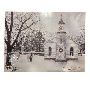 Art | Rare Autographed Billy Jacob I Heard Christmas Bells Winter Barn ...
